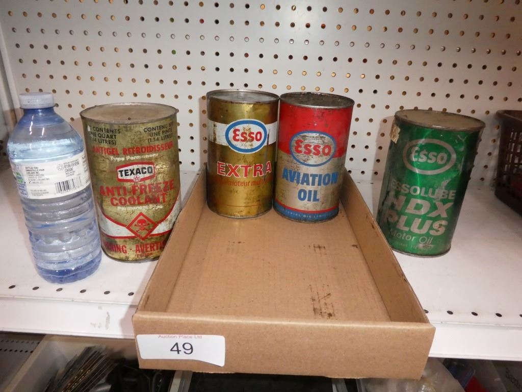 vintage Esso oil cans & Texaco coolant can