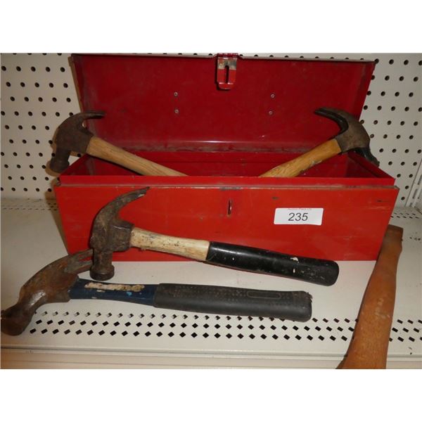 metal toolbox with hammers