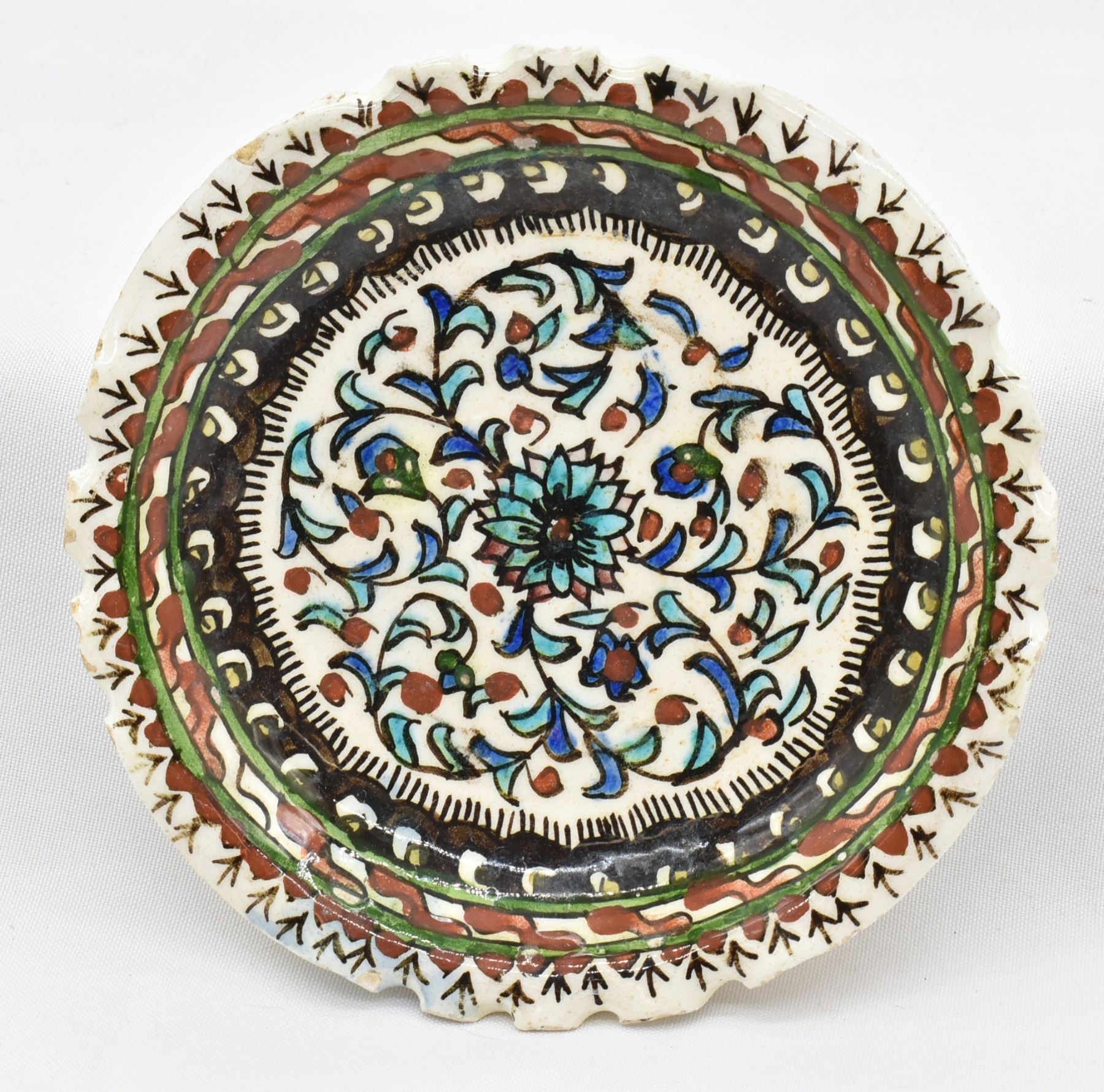 Vintage European Glass Pottery Shallow Bowl