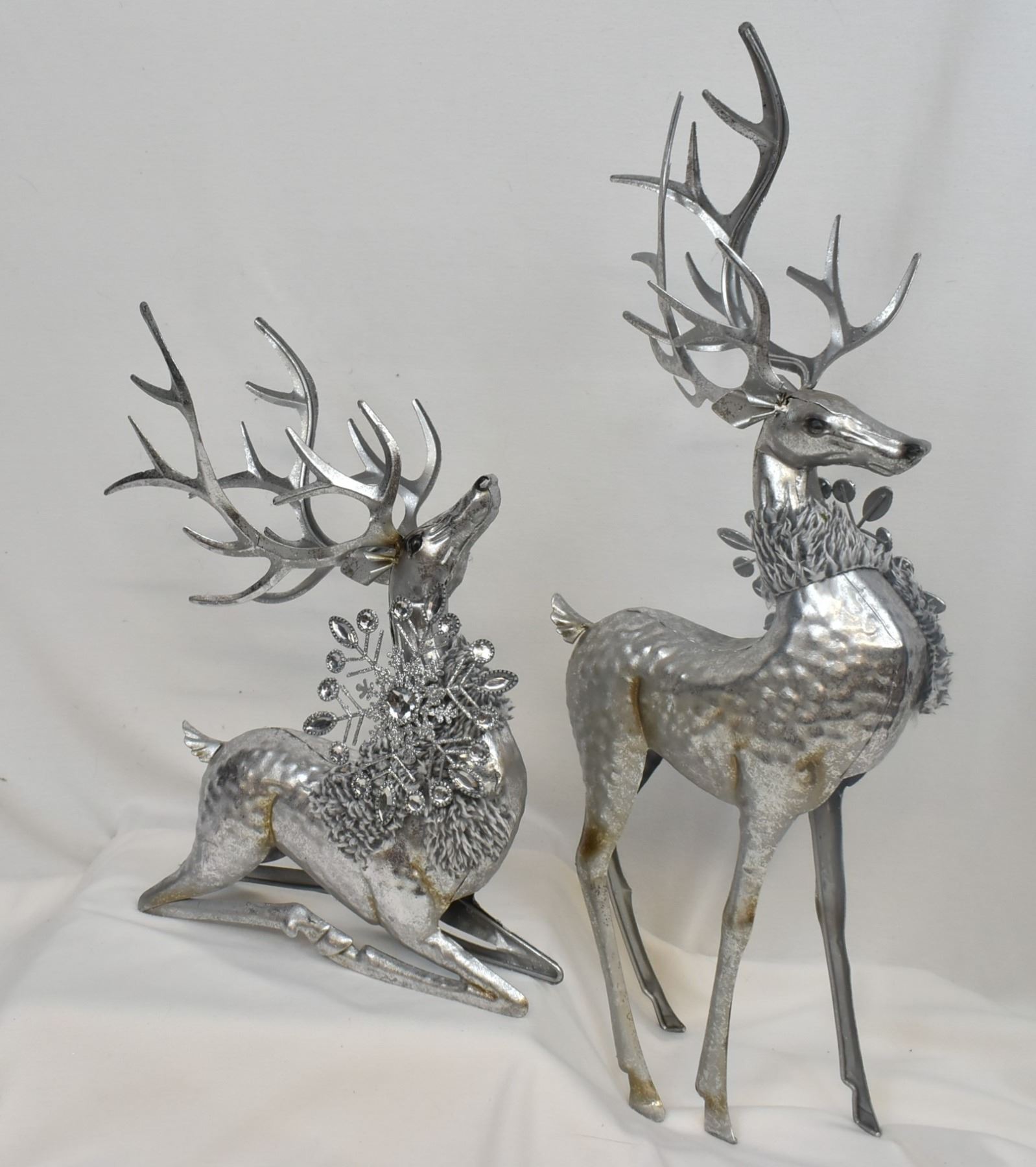 2 Large Metal Art Reindeer
