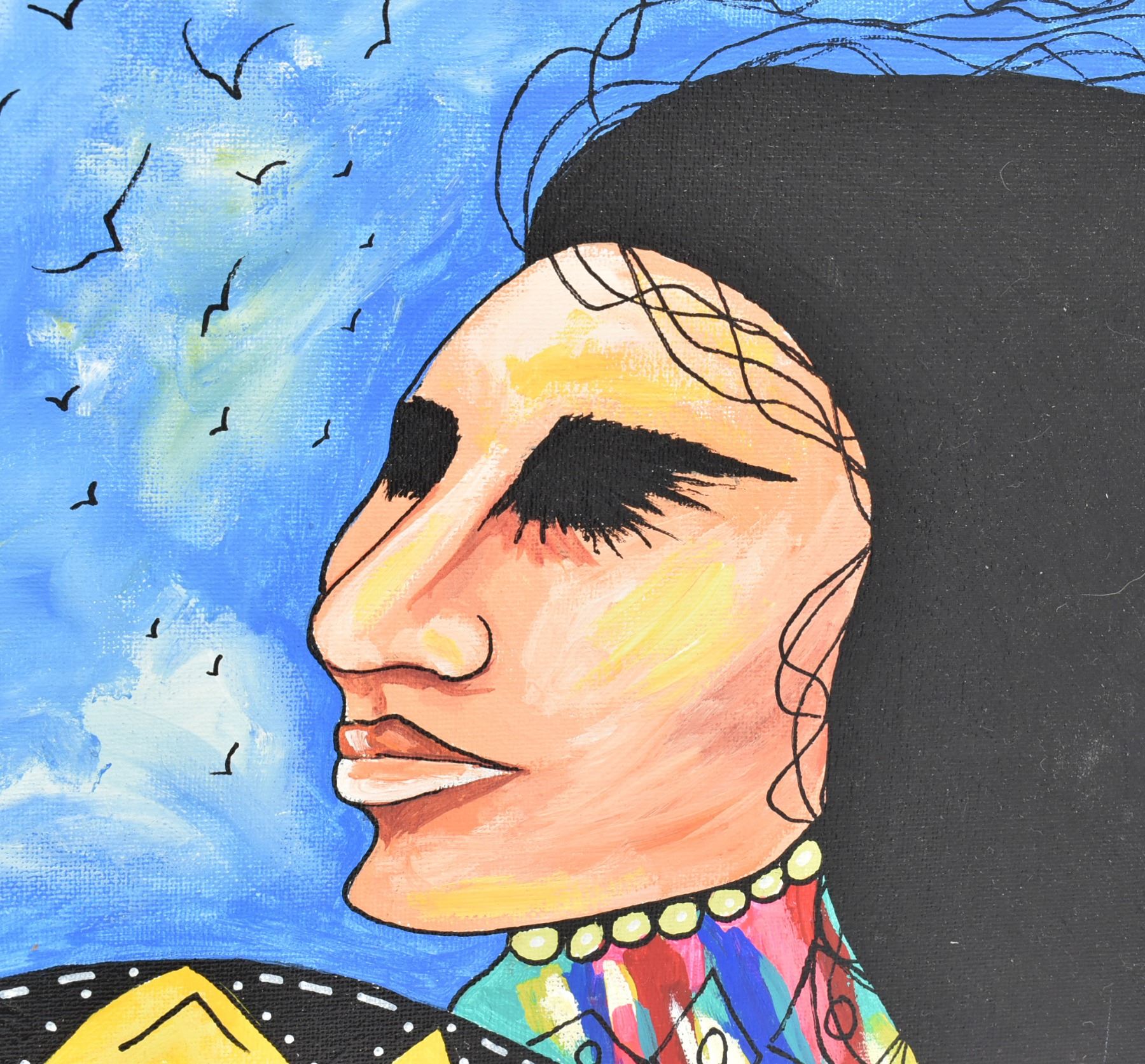 Native American Original Acrylic Painting by K Kills Thunder