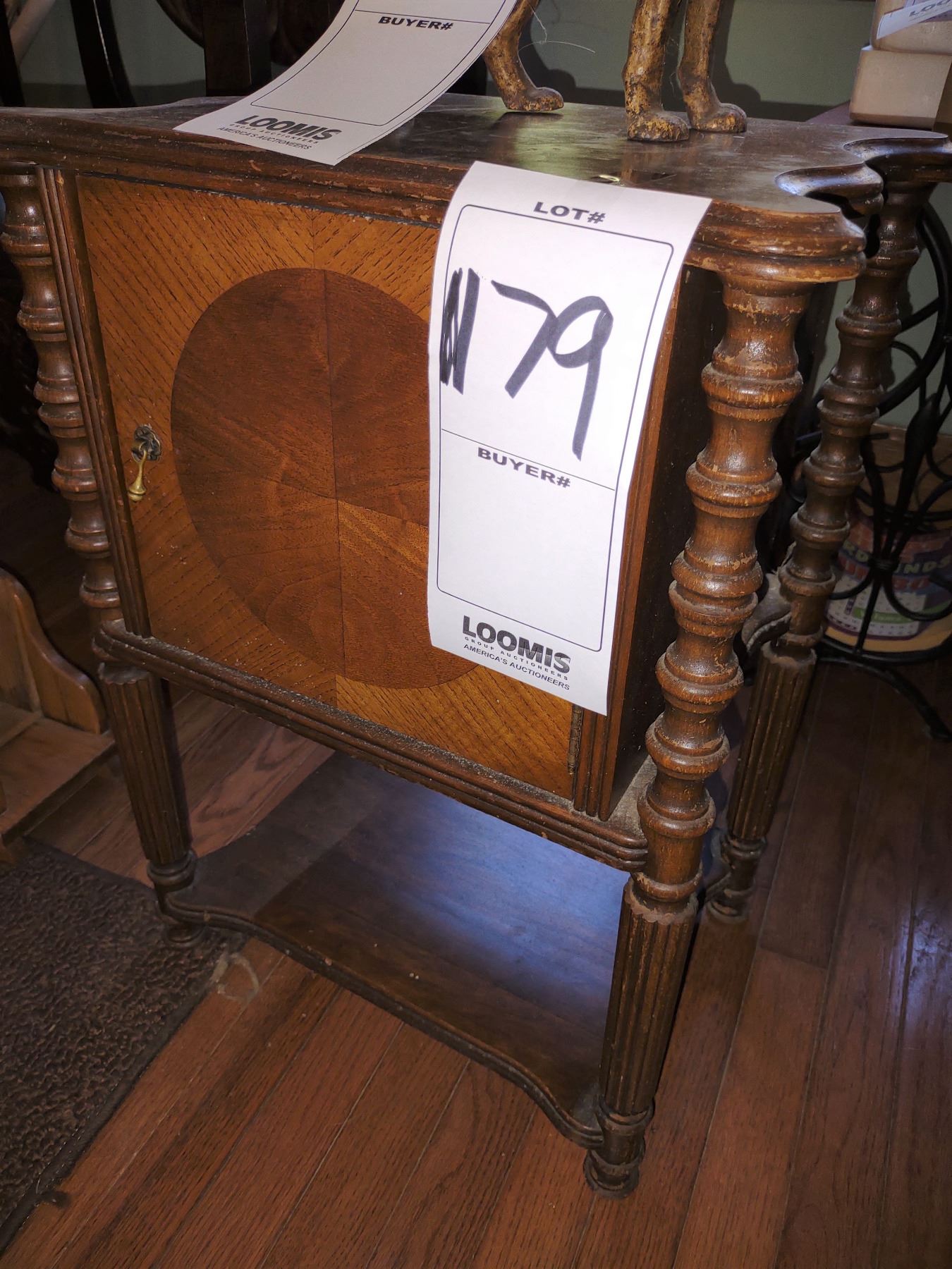 VINTAGE OR ANTIQUE SMOKERS STAND W/ COPPER LINED HUMIDOR
