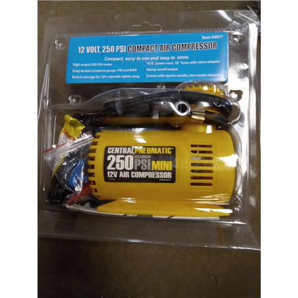 CENTRAL PNEUMATIC 12V 250 PSI COMPACT AIR COMPRESSOR (X1)