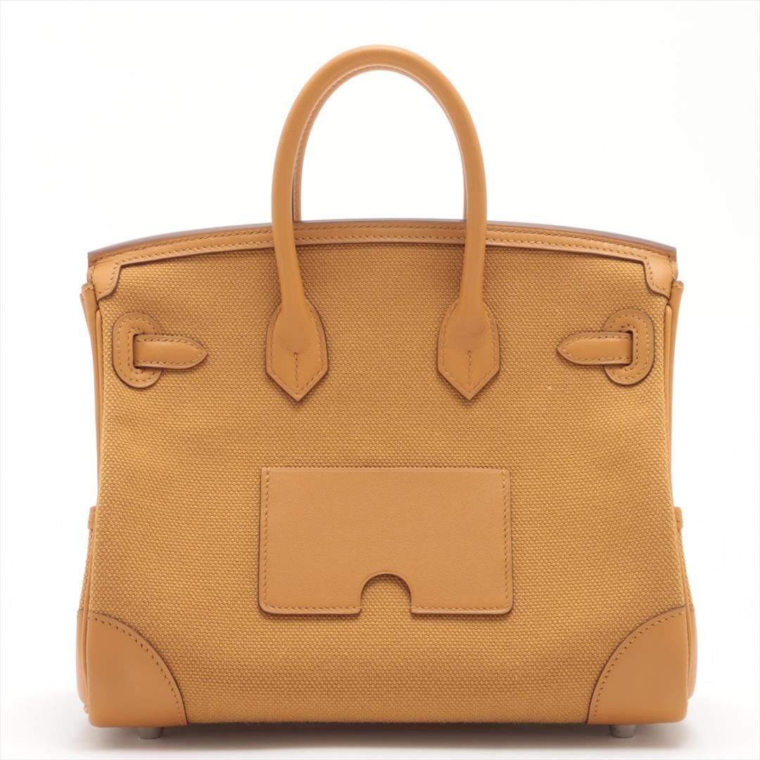 Hermes Sesame Toile Ash Swift Leather Birkin 25cm Cargo Handbag PHW