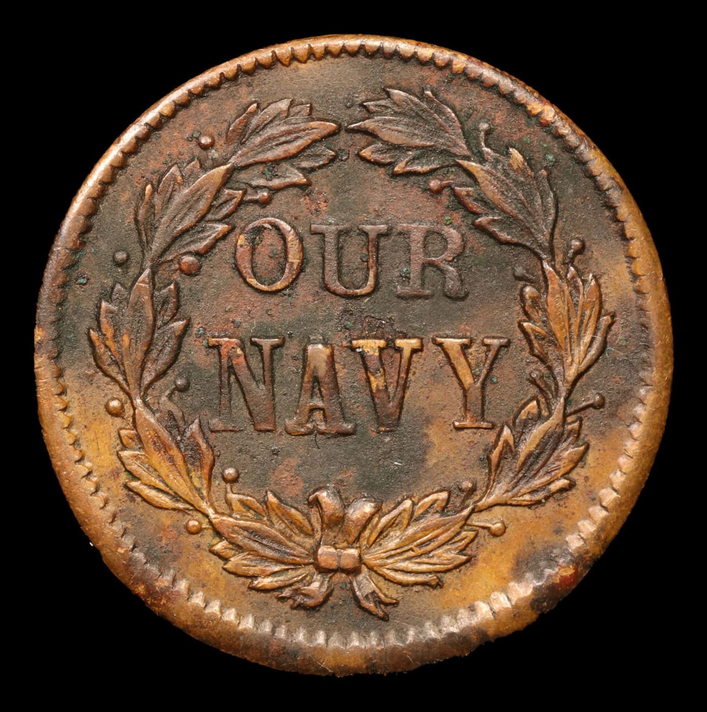 1863 Our Navy Civil War Token 1c Grades AU Details