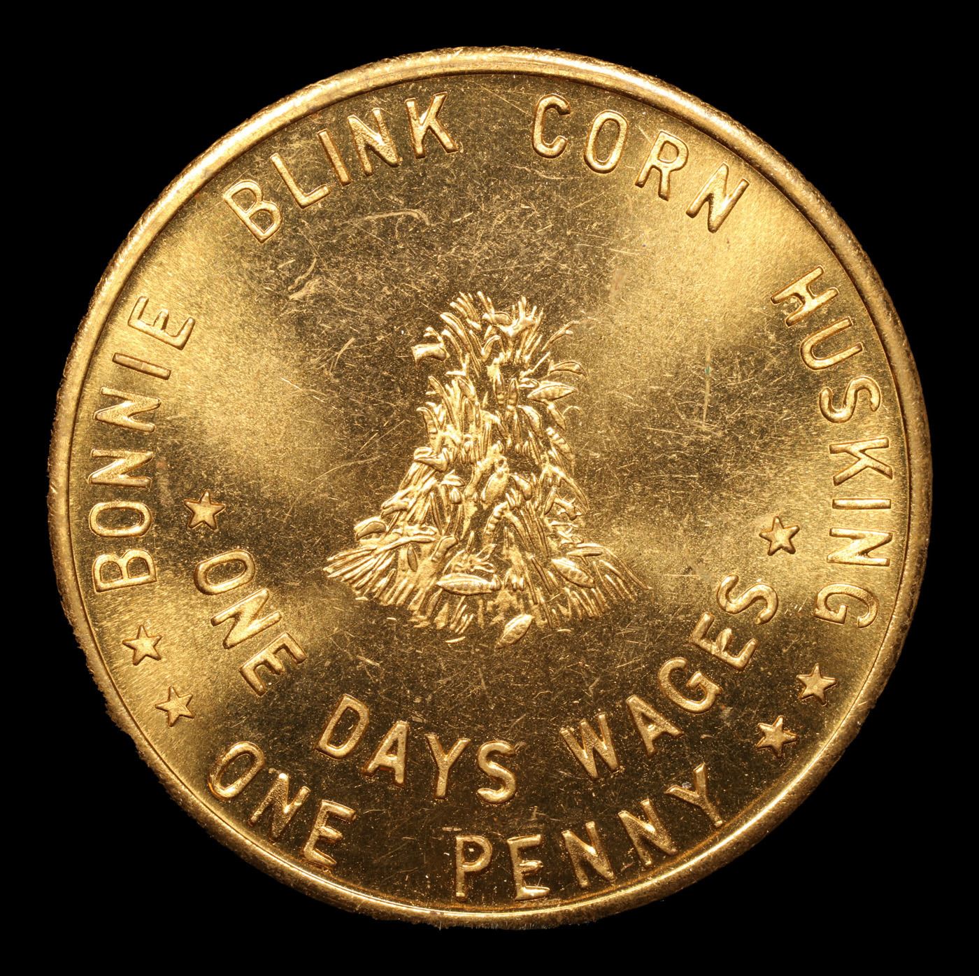 US Masonic Bonnie Blink Corn Husking token 1928 Grades NG