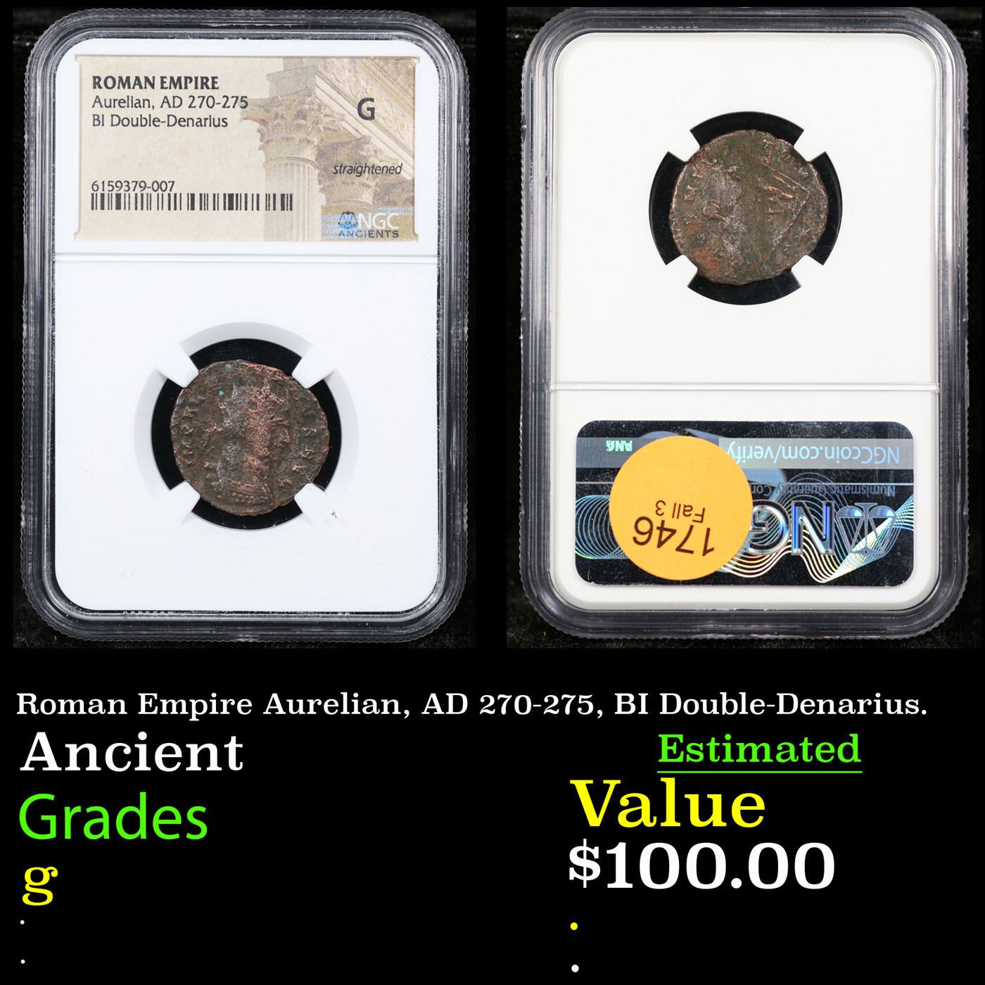 NGC Roman Empire Aurelian, AD 270-275, BI Double-Denarius. Ancient ...