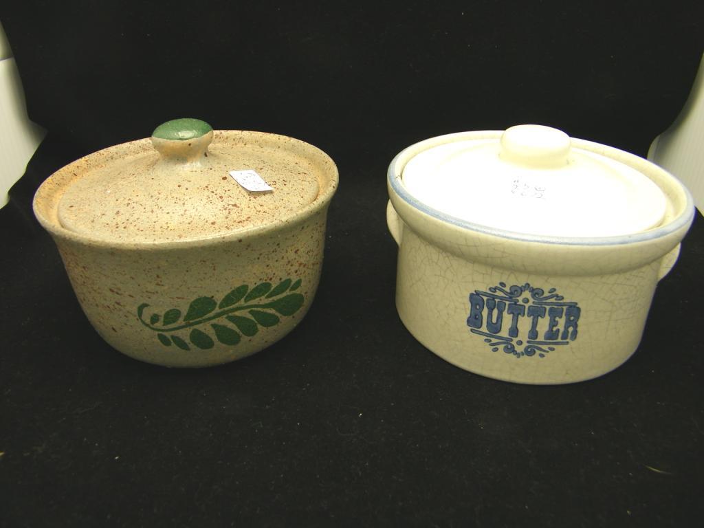2 Antique Butter Crocks By Pfaltzgraff 6" W