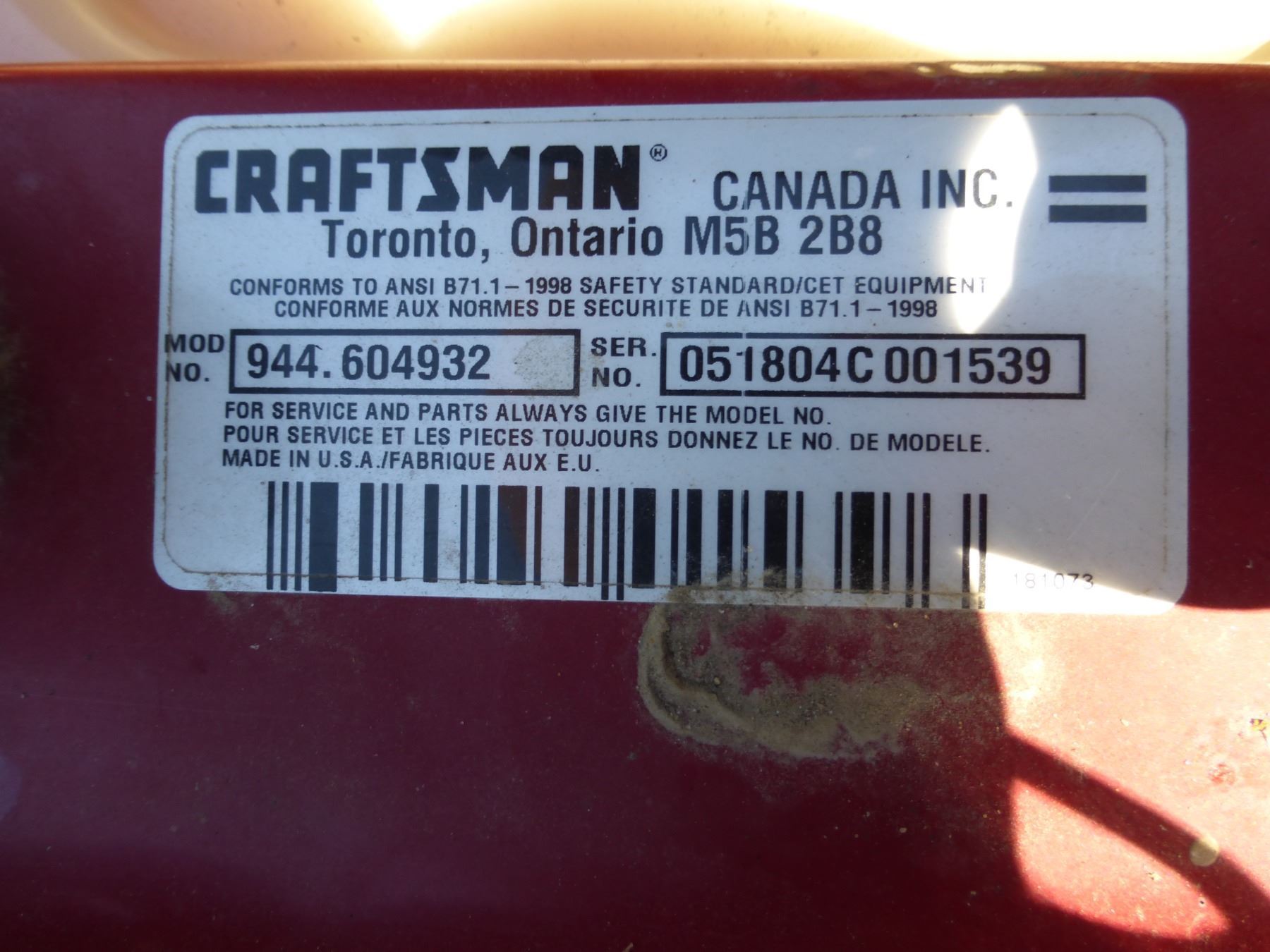 Craftsman DLT 3000, 42" Deck, 16.5 HP Honda c/w Canopy