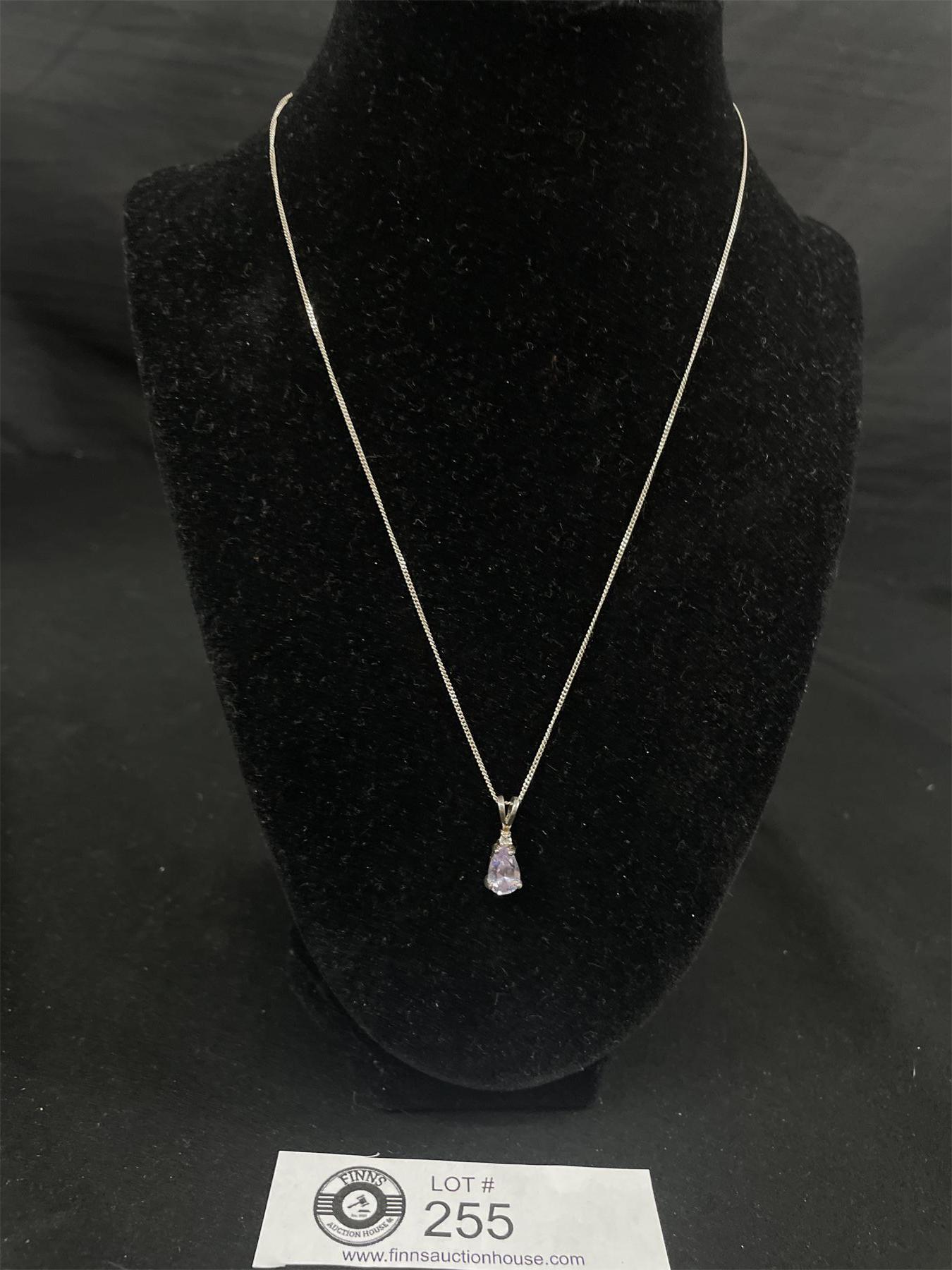 925 Sterling Silver w/ White Stone 925 Pendant