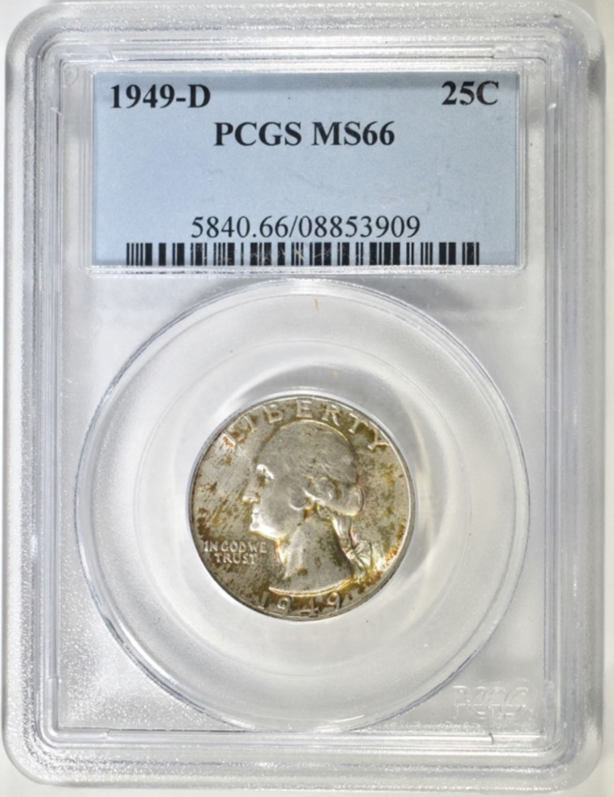 1949-D WASHINGTON QUARTER PCGS MS-66