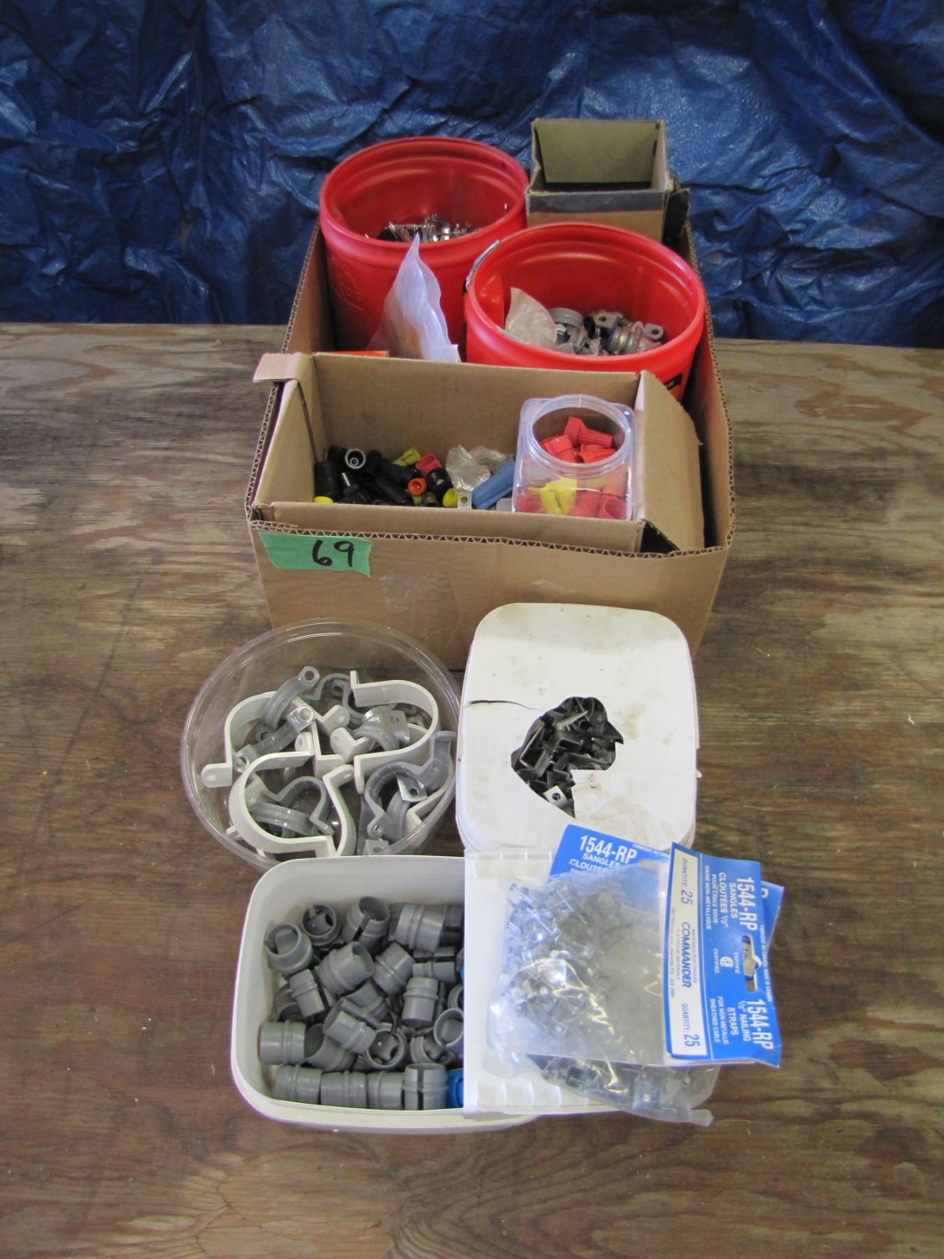Box with marrets electrical parts and pieces etc