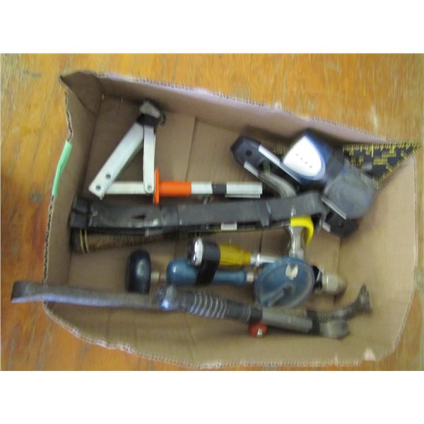 Box with pry bars hammer small level etc