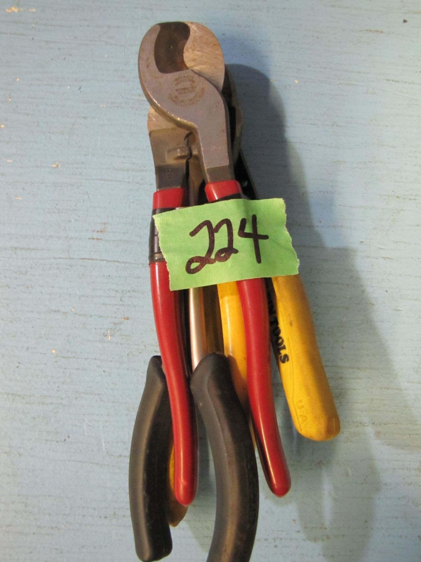 Cable cutters , wire strippers, needle nose pliers
