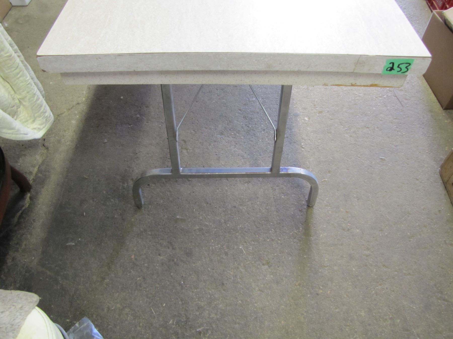Lot of two 6 foot arborite top folding tables