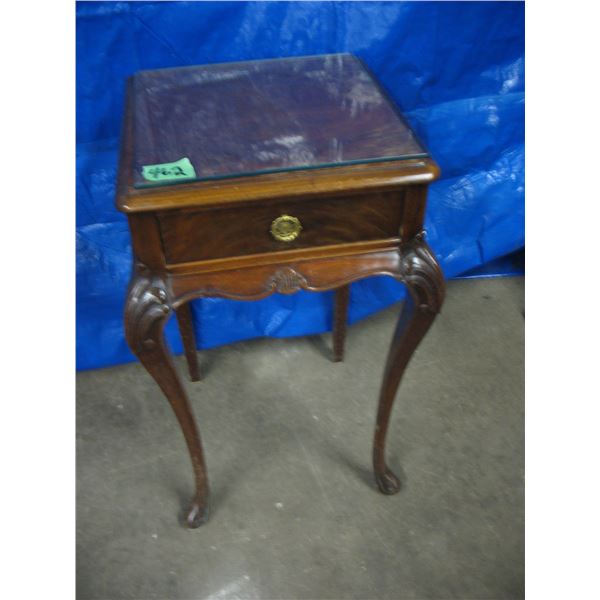 Telephone table with drawer and glass top