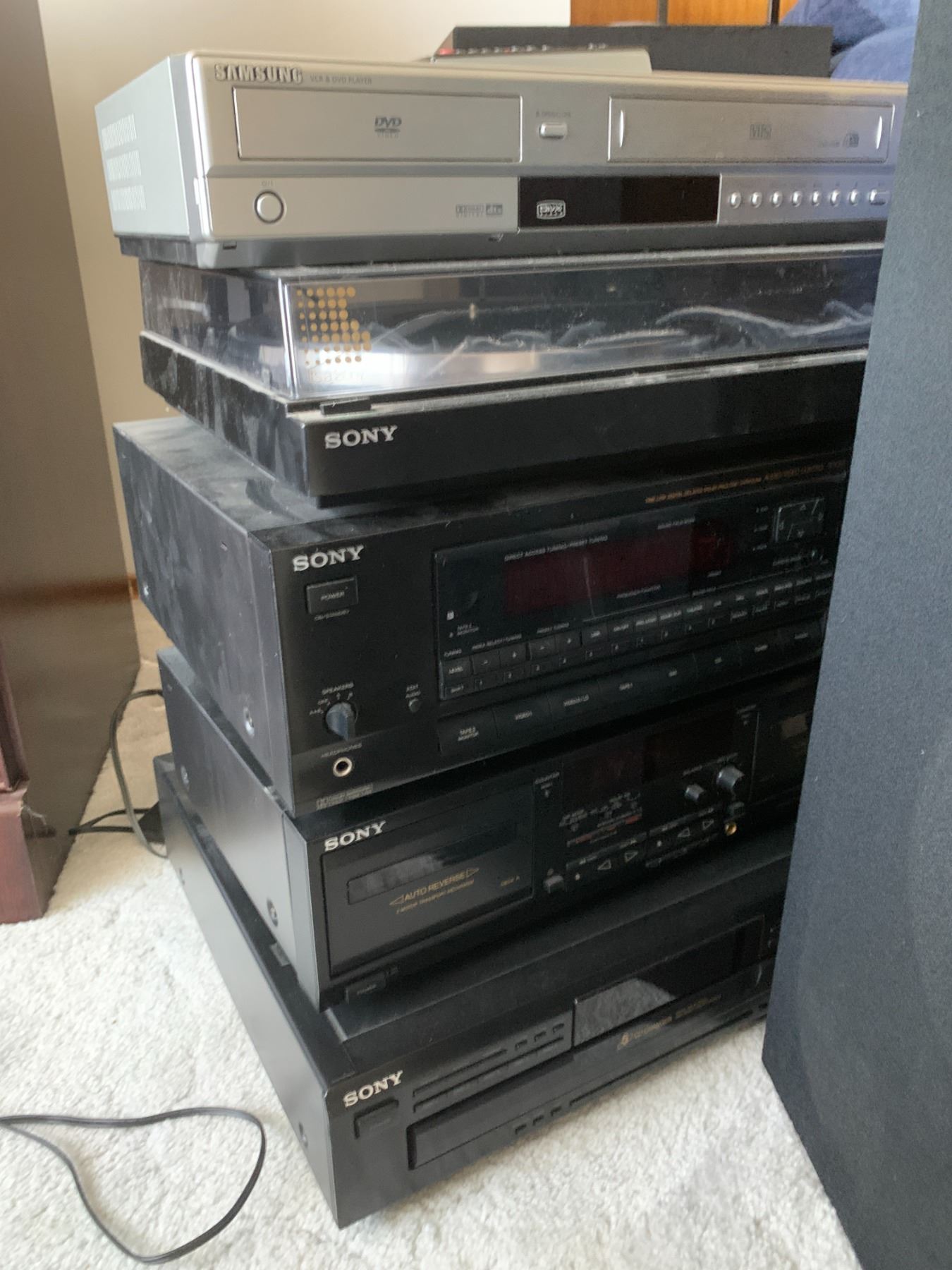 Sony Stereo Components Plus a Samsung DVD VHS Combo Cassette Player and ...