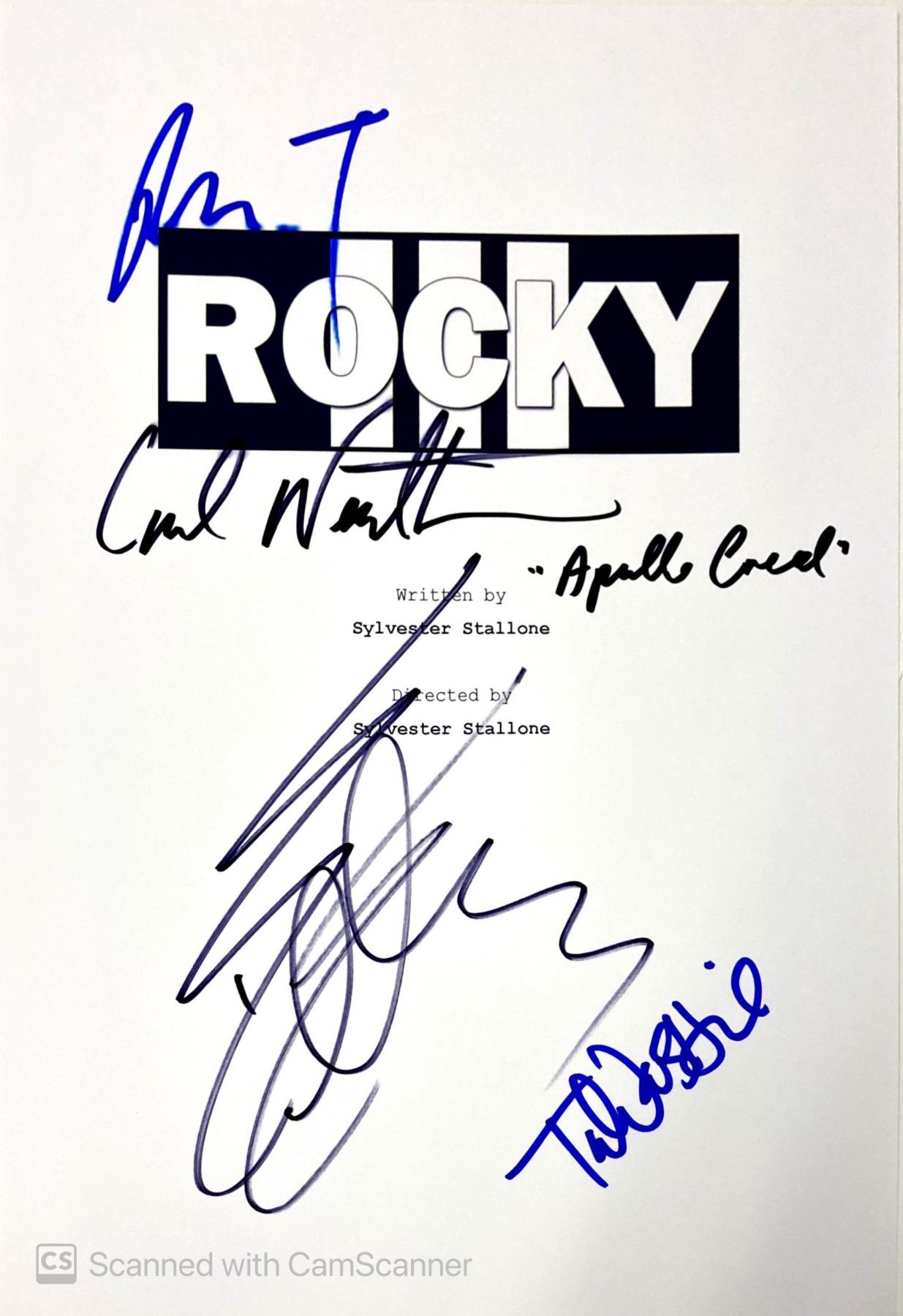 Autograph Signed Script Cover Rocky III