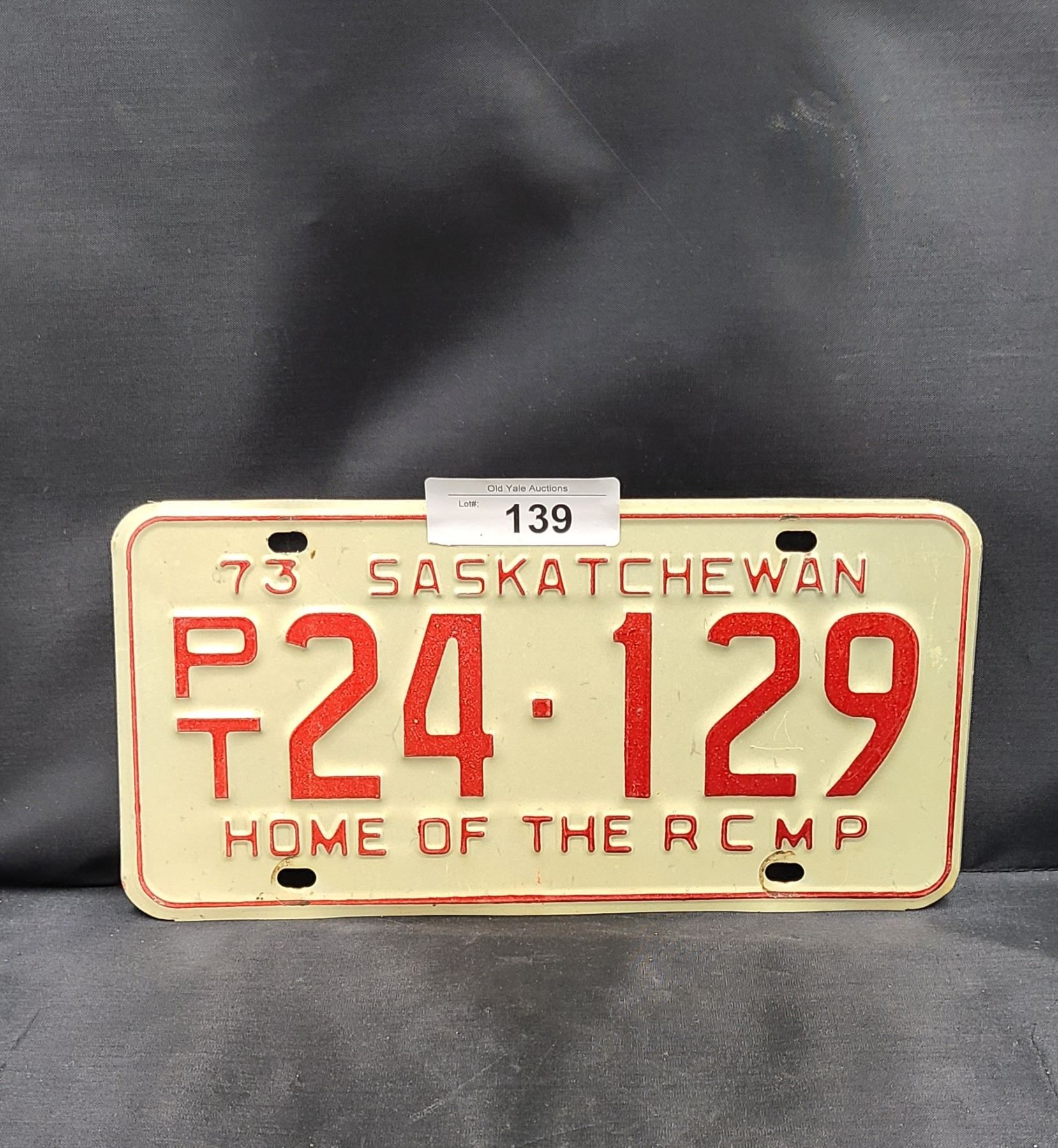 1973 SASKATCHEWAN HOME OF THE RCMP LICENSE PLATE