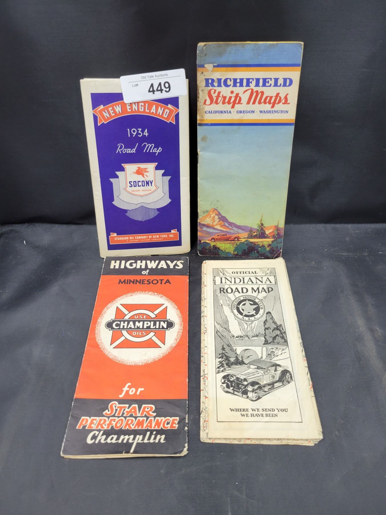 FOUR 1930'S/40'S GAS STATION ROAD MAPS