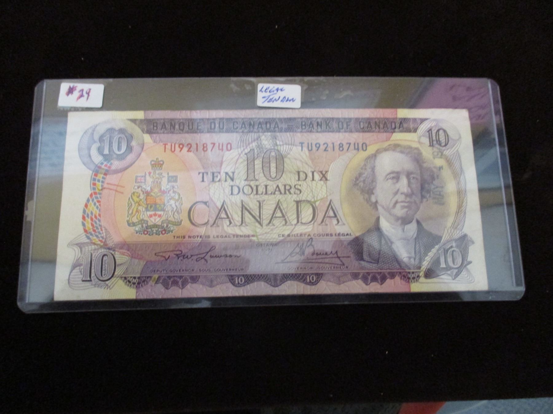 1971 MULTI COLORED BANK OF CANADA LEGAL TENDER $10 BILL