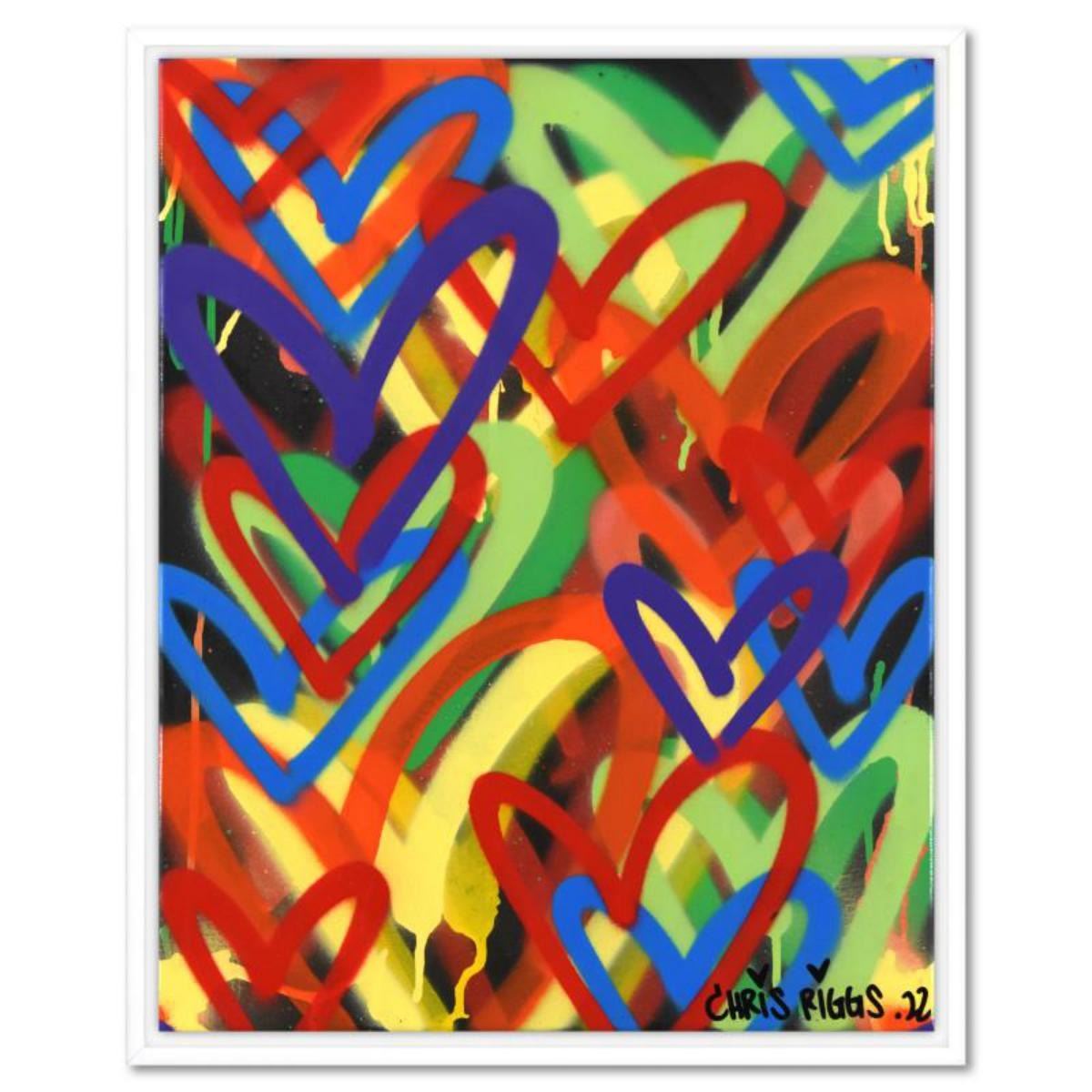Chris Riggs, "Love" Framed Original Spray Paint Painting on Canvas ...