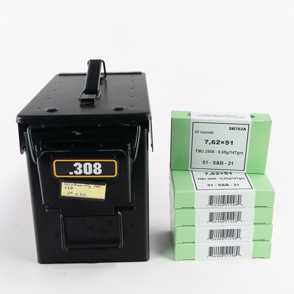 500RDS S&B 7.62x51 147gr FMJ In Ammo Can