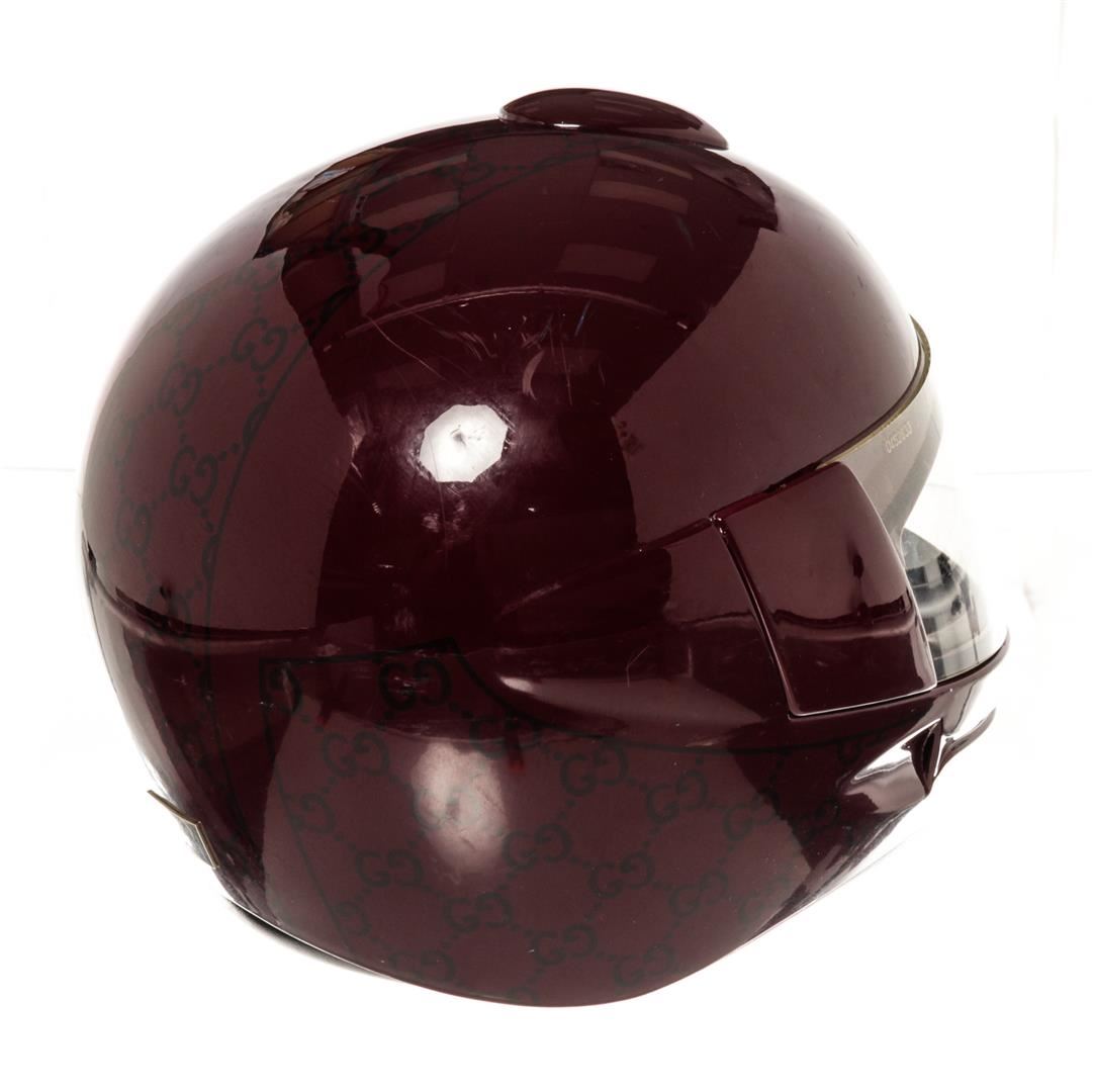Gucci Vintage Burgundy GG Supreme Print PVC Motorcycle Full-face XL Helmet