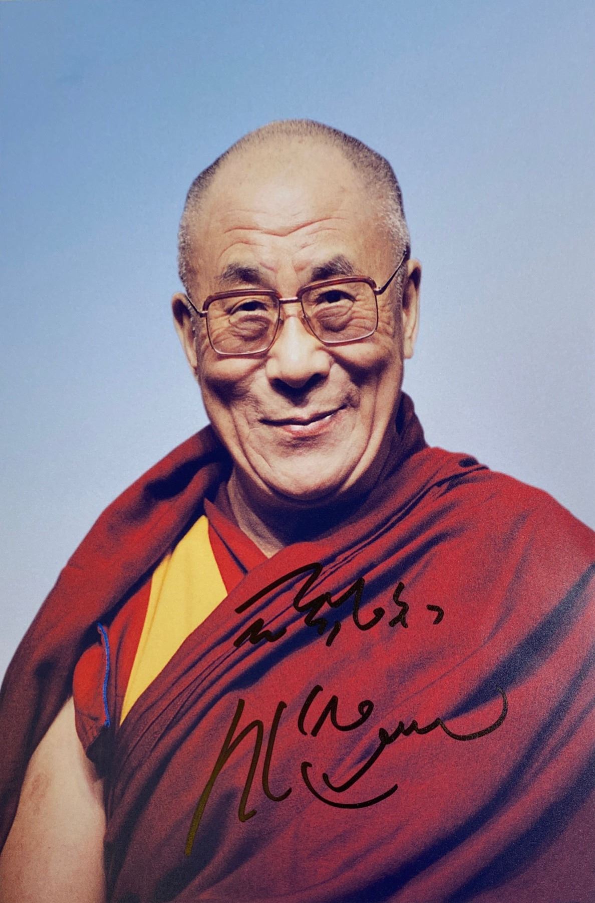 Autograph Signed 14th Dalai Lama Photo