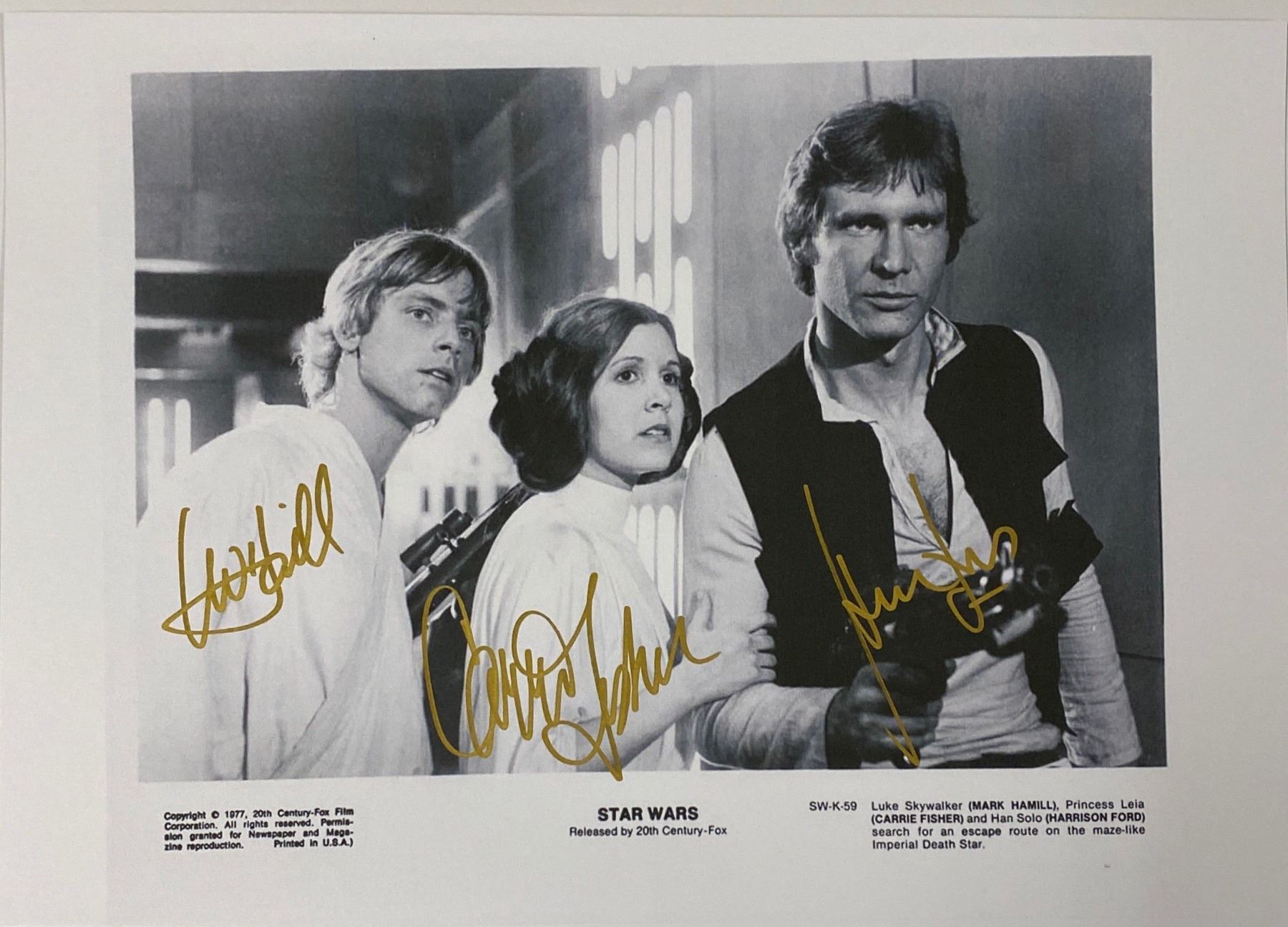 Autograph Signed Star Wars Press Kit Photo