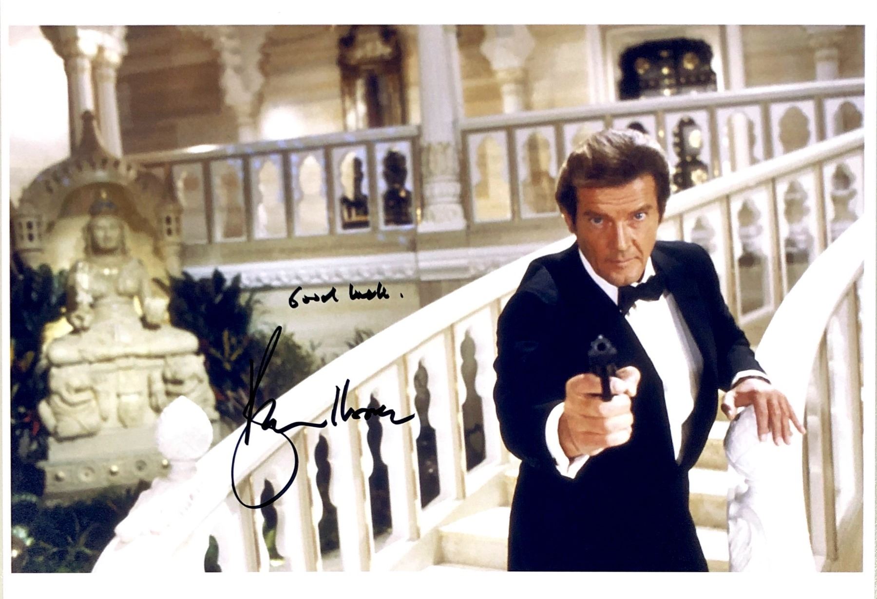 Roger Moore Autograph Signed James Bond 007 Photo