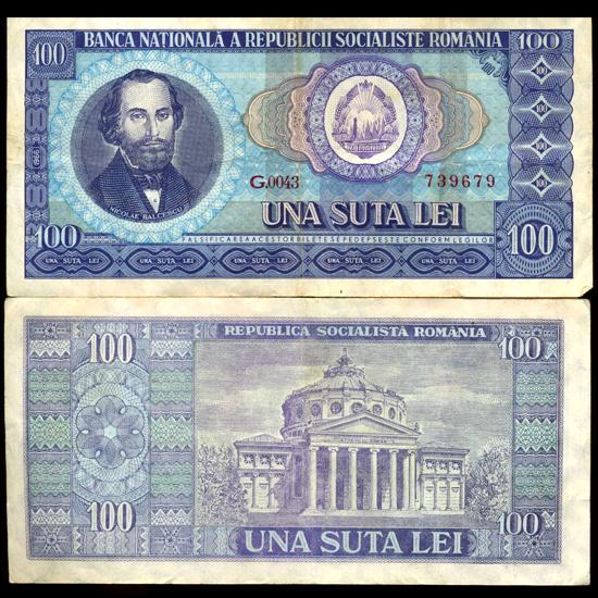1966 Romania 100 Lei Note Hi Grade (COI-3888)