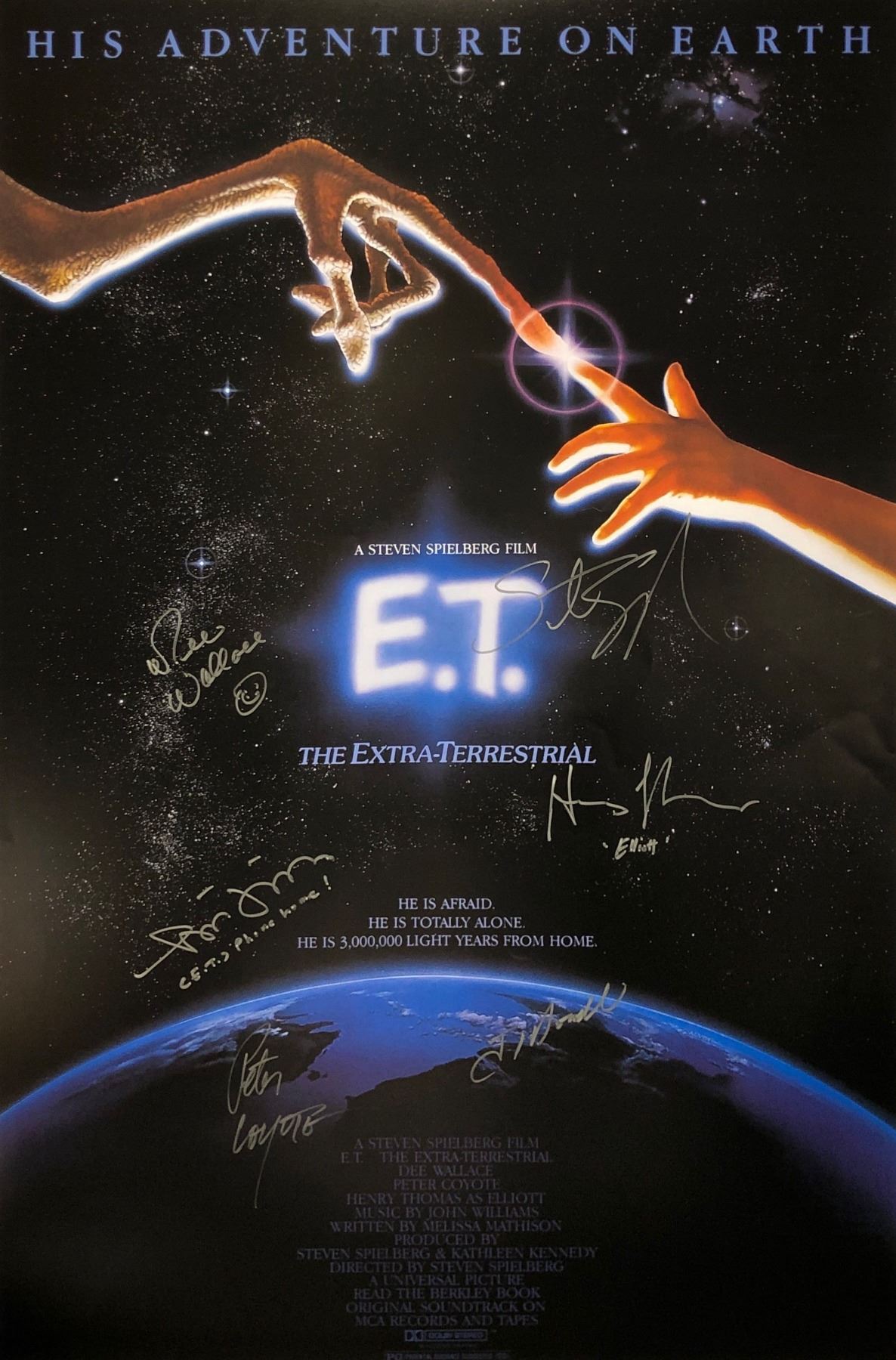 ET Poster Henry Thomas Matthew De Meritt Autographed Signed