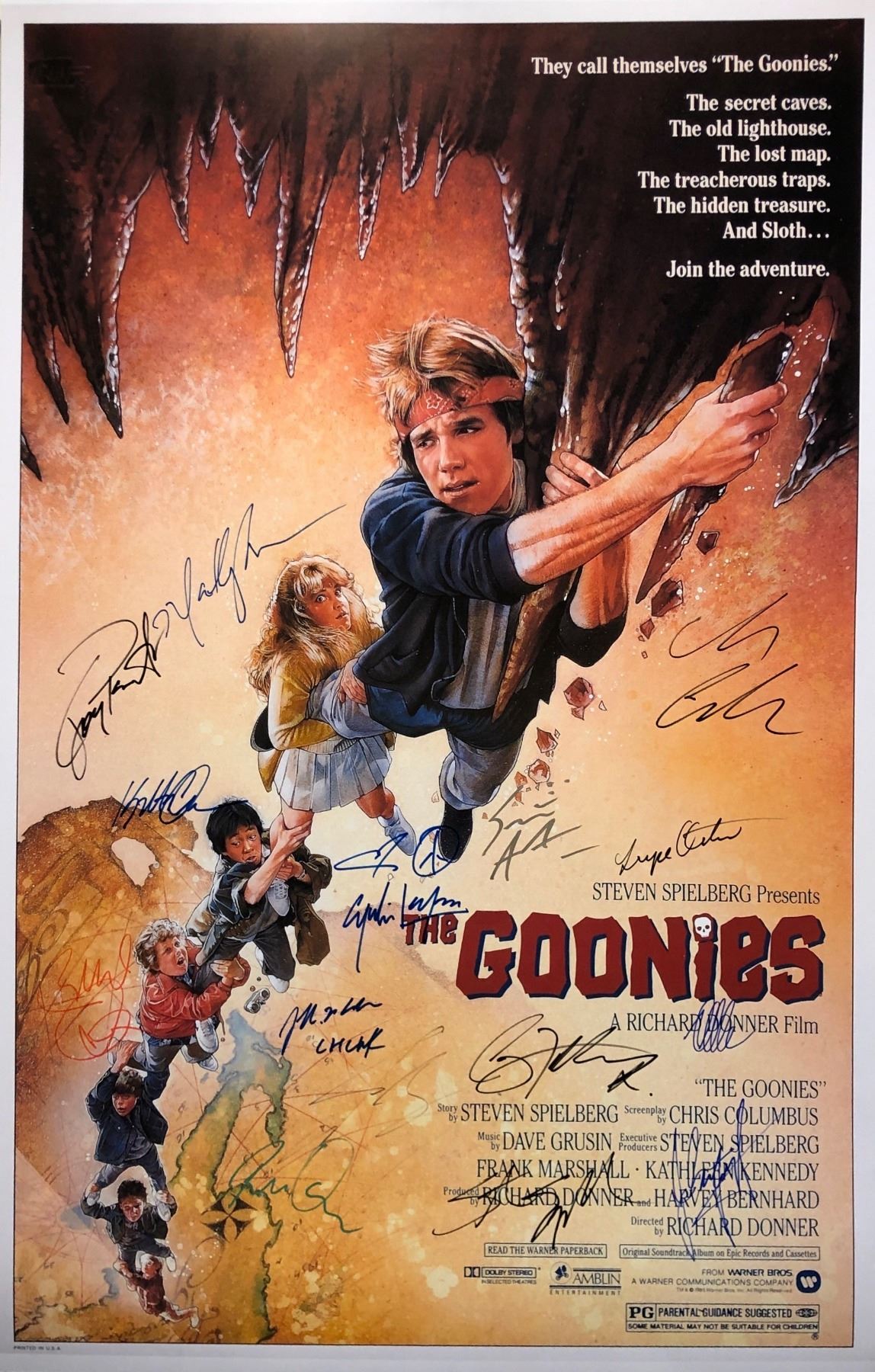 Goonies Poster Sean Astin Josh Brolin Autographed Signed