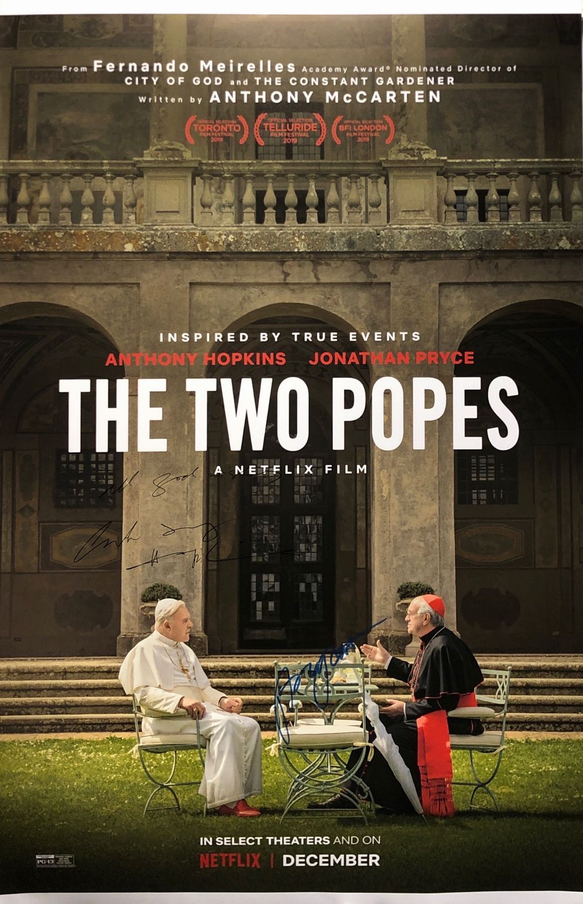 2 Popes Poster Anthony Hopkins Autographed Signed