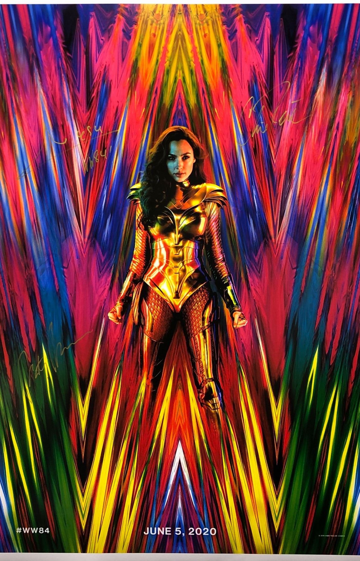 Wonder Woman Poster Gal Gadot Chris Pine Autographed Signed