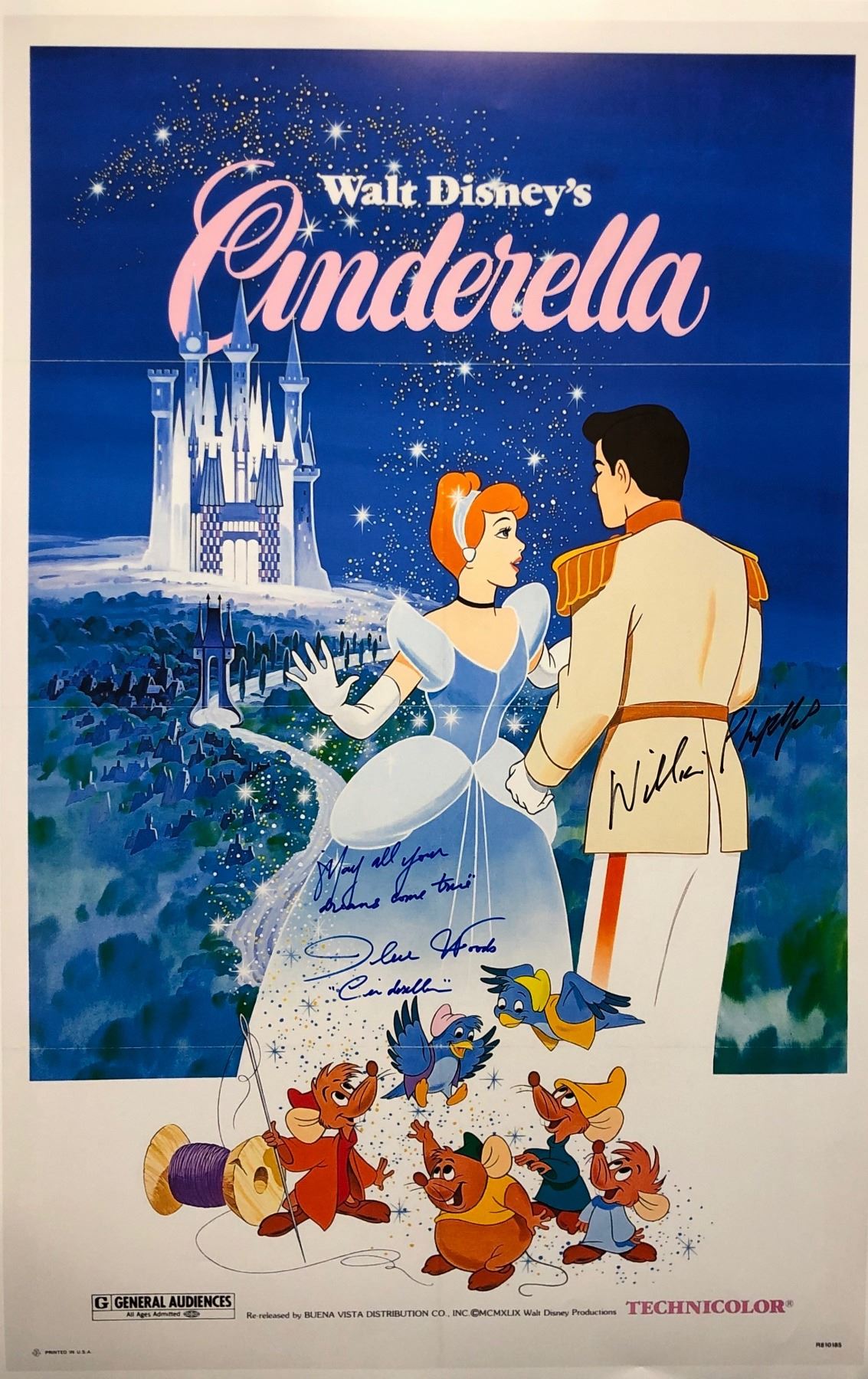 Cinderella Poster Ilene Woods William Phipps Autographed Signed