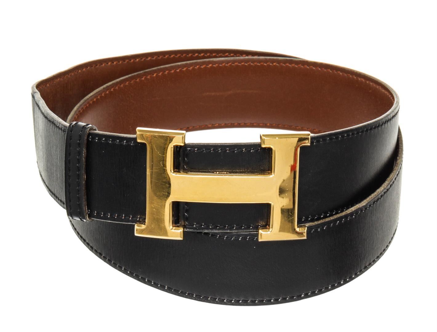 Hermes Black Leather H Belt