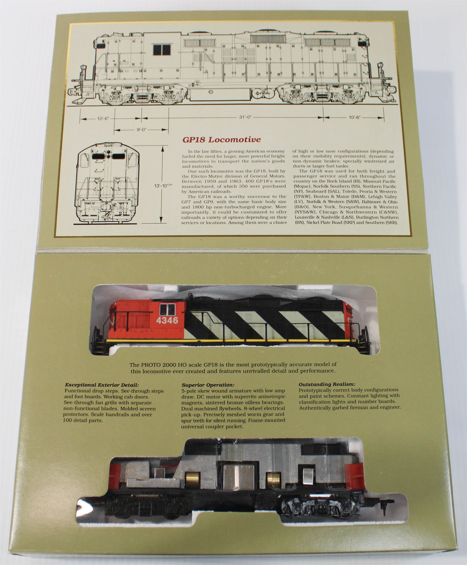 PROTO 2000 GP18 CN LOCOMOTIVE HO SCALE #4346