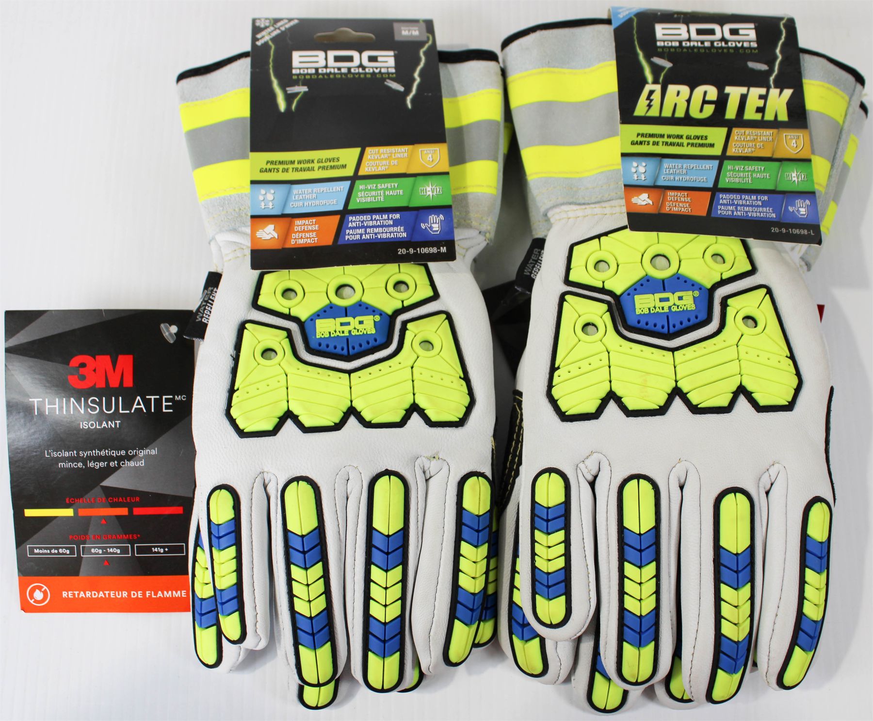 BDG ARC TEK PREMIUM WORK GLOVES, IMPACT DEFENSE (X2)