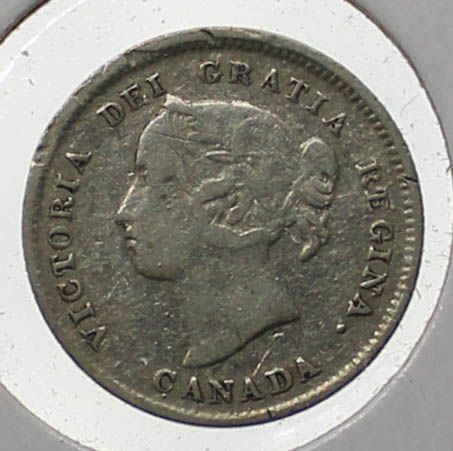 1896 CANADA SILVER SMALL 5 CENTS COIN
