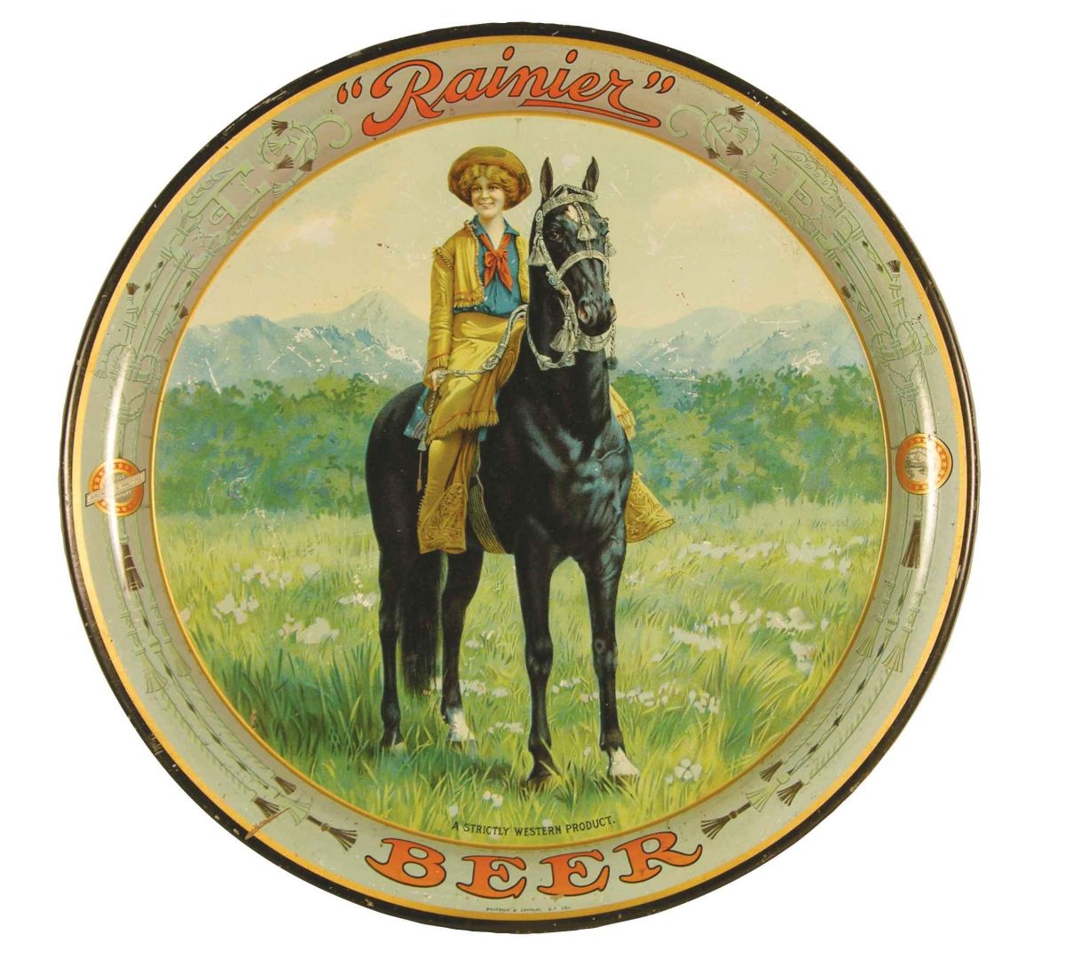 Rare Rainier Beer Tin Serving Advertising Tray