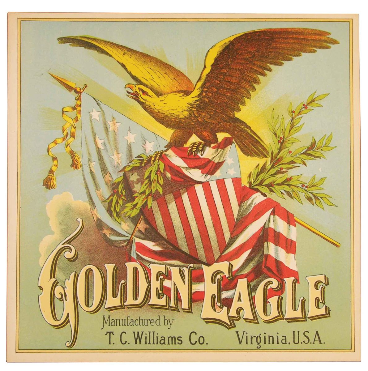 Gold Eagle Tobacco Label. Mfg. by T. C. Williams Co., Virginia
