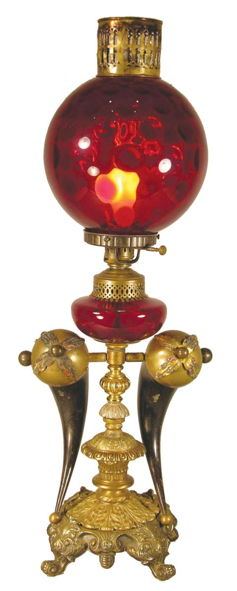 Buffalo Horn Saloon Lamp, ca. 1890's