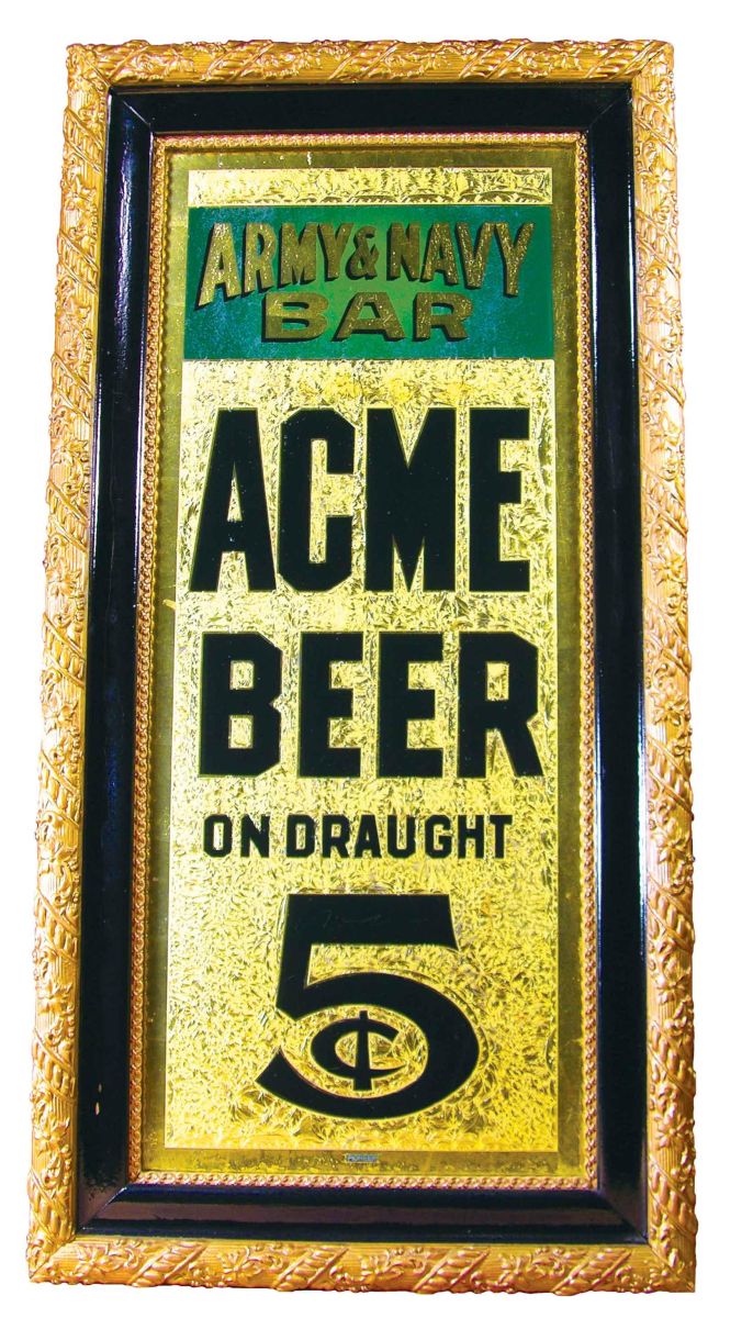 Fabulous Acme Beer Reverse Glass Advertising Sign, ca. 1910