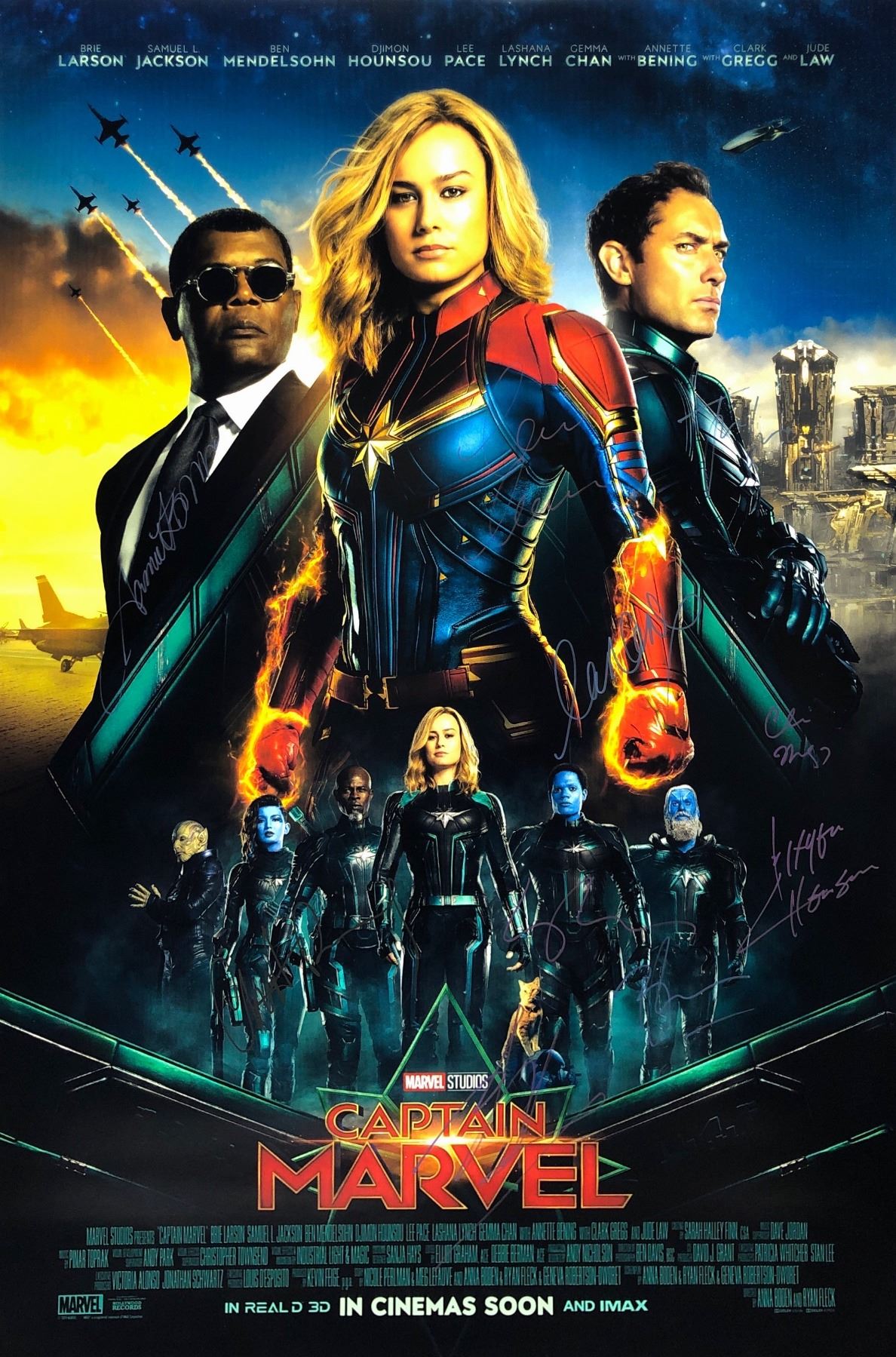 Signed Captain Marvel Brie Larson Poster