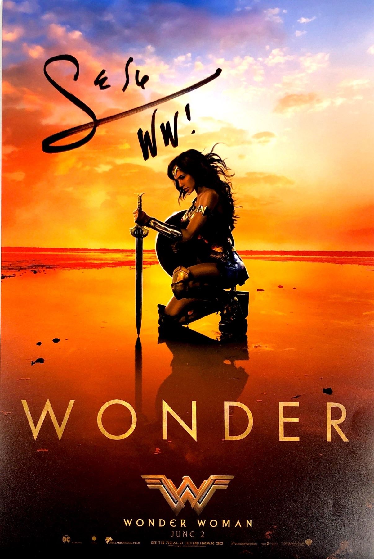 Gal Gadot Autograph Signed Wonder Woman Poster