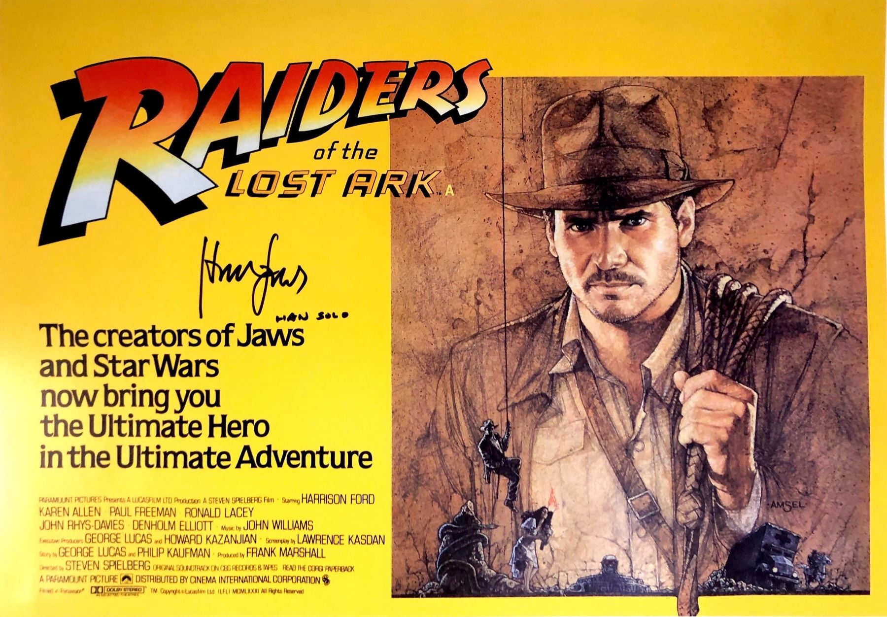 Autograph Signed Indiana Jones Lost Ark Poster
