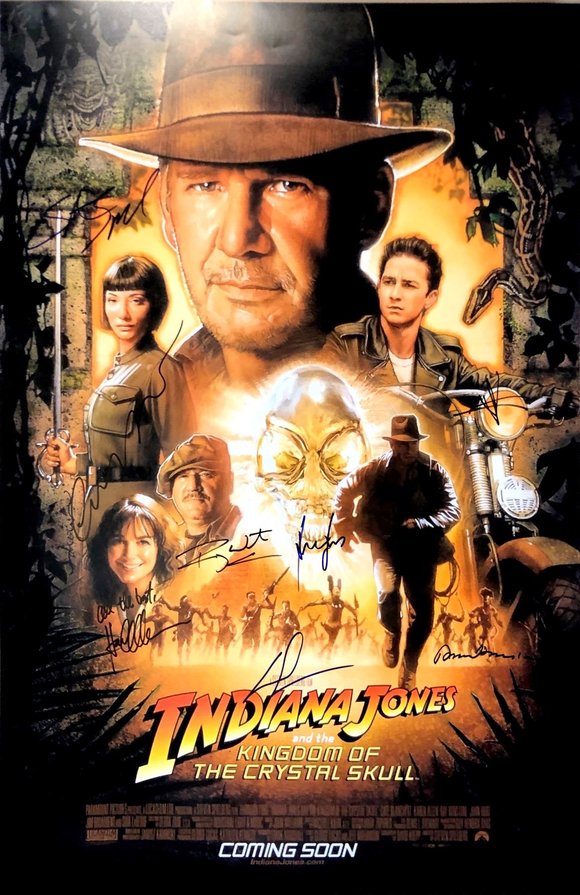 Autograph Signed Indiana Jones Crystal Skull Poster
