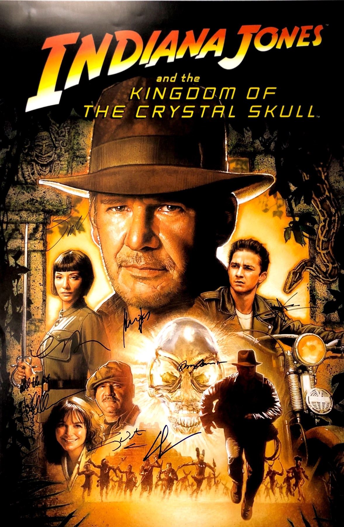 Autograph Signed Indiana Jones Crystal Skull Poster